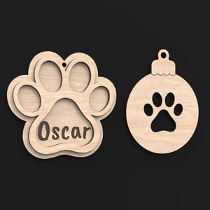 Dog Paw Print & Dog Bone Svg Laser Cutting Files Christmas Tree ...