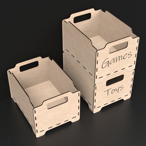 3 Stackable Storage Box Svg Laser Cutting Files - Stackable Wooden Box ...