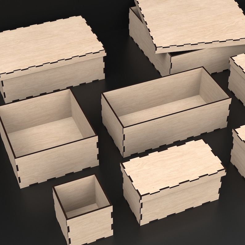 8 Large Wooden Box Svg Laser Cutting Files With Lid Perfect - Etsy