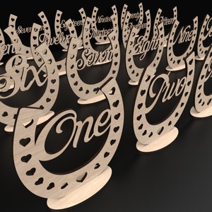 20 Horseshoe Wedding Table Numbers Svg Laser Cut Files - Table Number ...