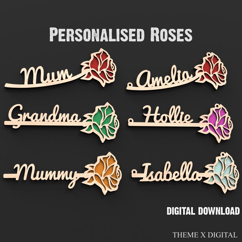 Personalized Rose Svg Laser Cutting Files, 2 Layered Rose Svg Files ...