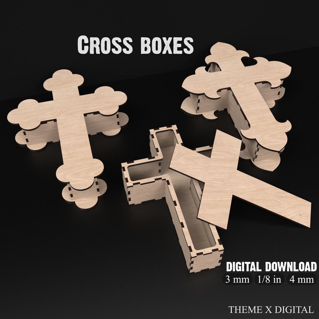 Cross Box Svg Laser Cut Files, Jesus Cross Box Svg Files for Laser ...