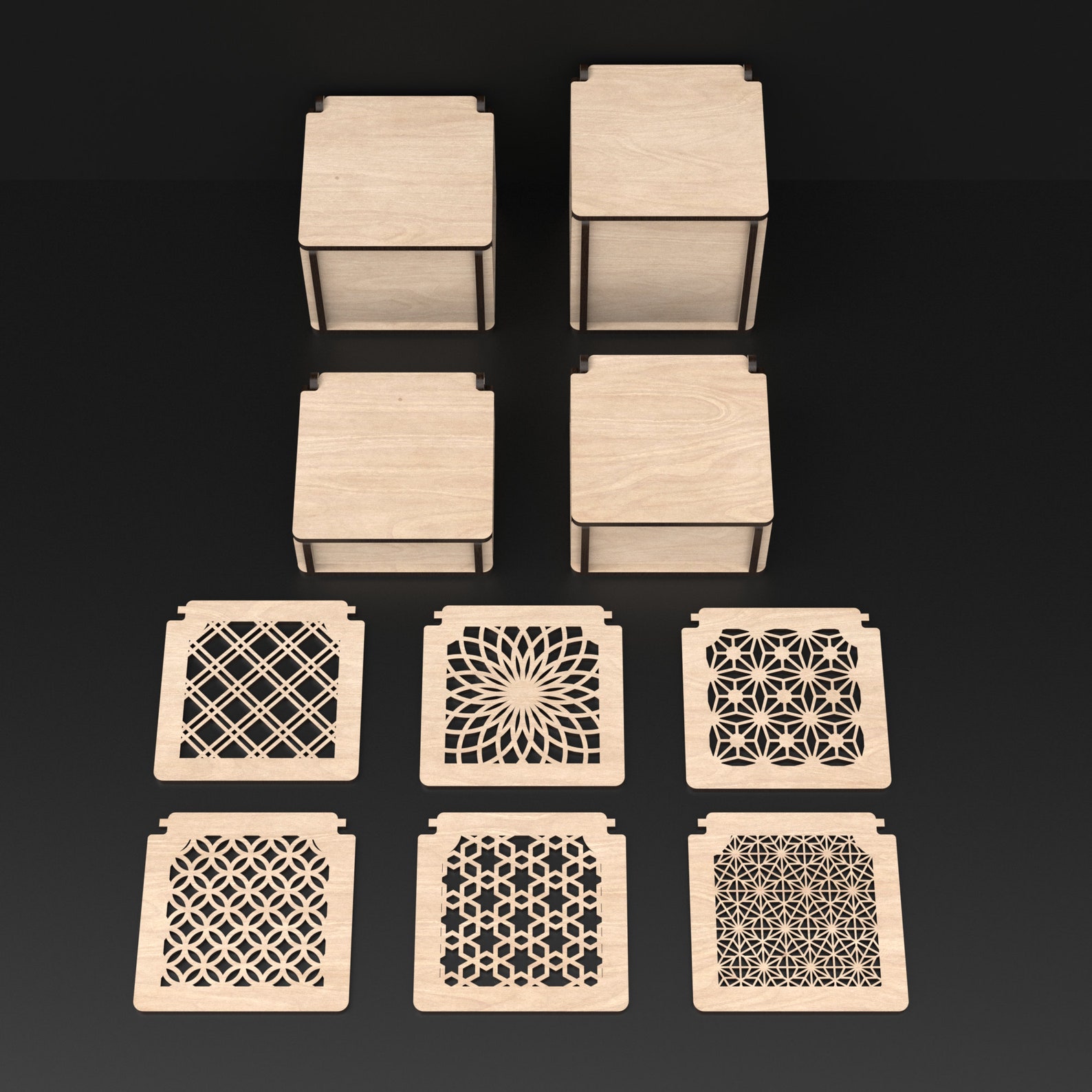 14 Square Flip Top Box Svg Laser Cutting Files, Square Laser Cut Box ...