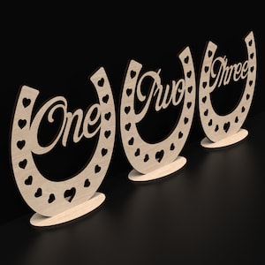 20 Horseshoe Wedding Table Numbers Svg Laser Cut Files - Table Number ...