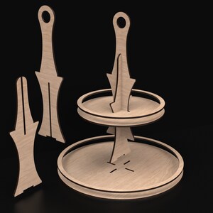 2 Tier Cake Stand SVG Laser Cutting Files - Round, Hexagon & Square ...
