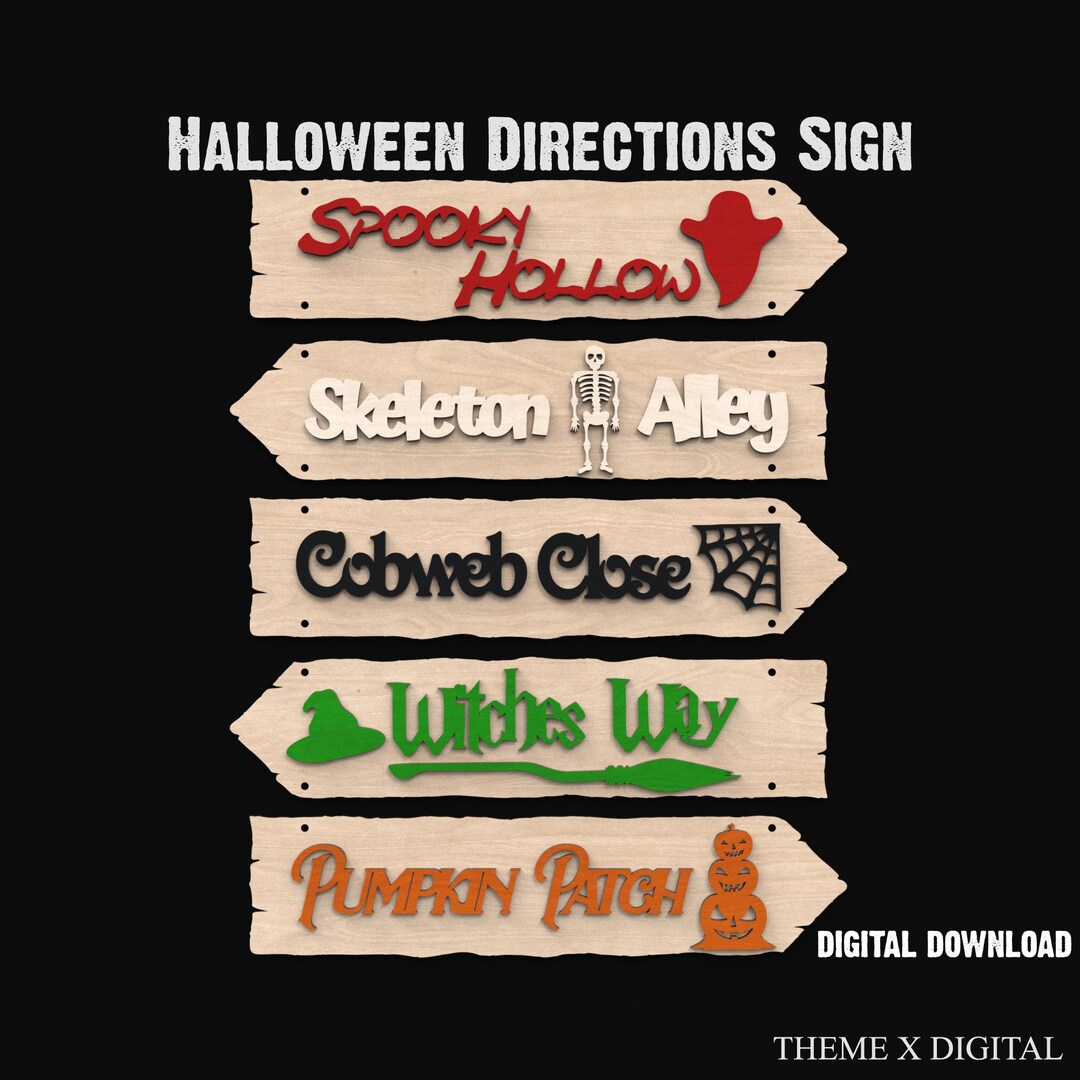 Halloween Directions Sign SVG Laser Cutting Files - Halloween Svg ...