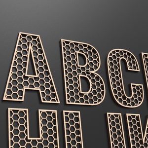 Honeycomb Letters Alphabet Svg Laser Cutting Files, Honeycomb Font Svg ...