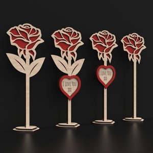 Premium Free Standing Rose SVG Laser Cutting Files - Personalizable 3D ...