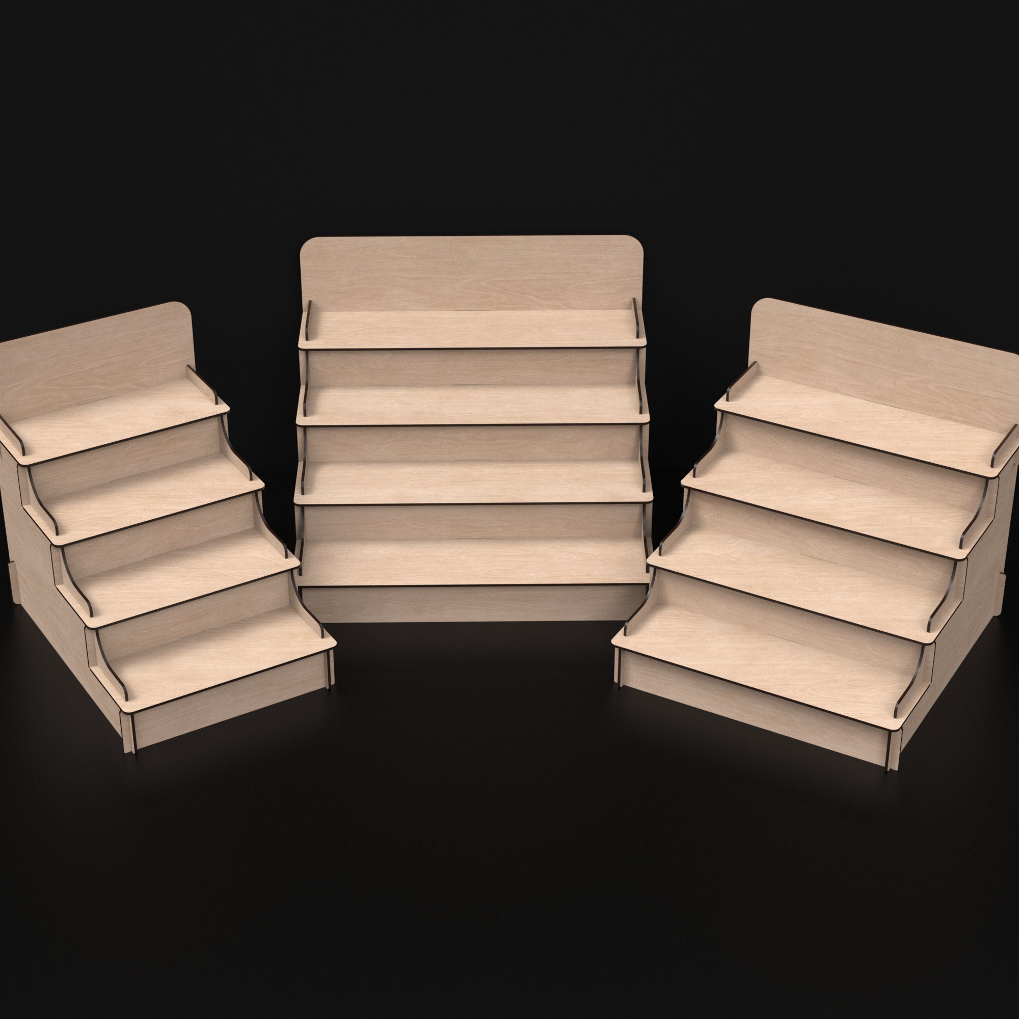 9x Slot Together Wood Shelves Display Stand Svg Laser Cut Files - 2 3 4 ...