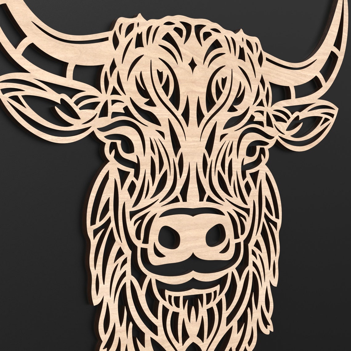 Highland Cow Svg Laser Cutting File 3d Cow Mandala Laser Svg Etsy Uk