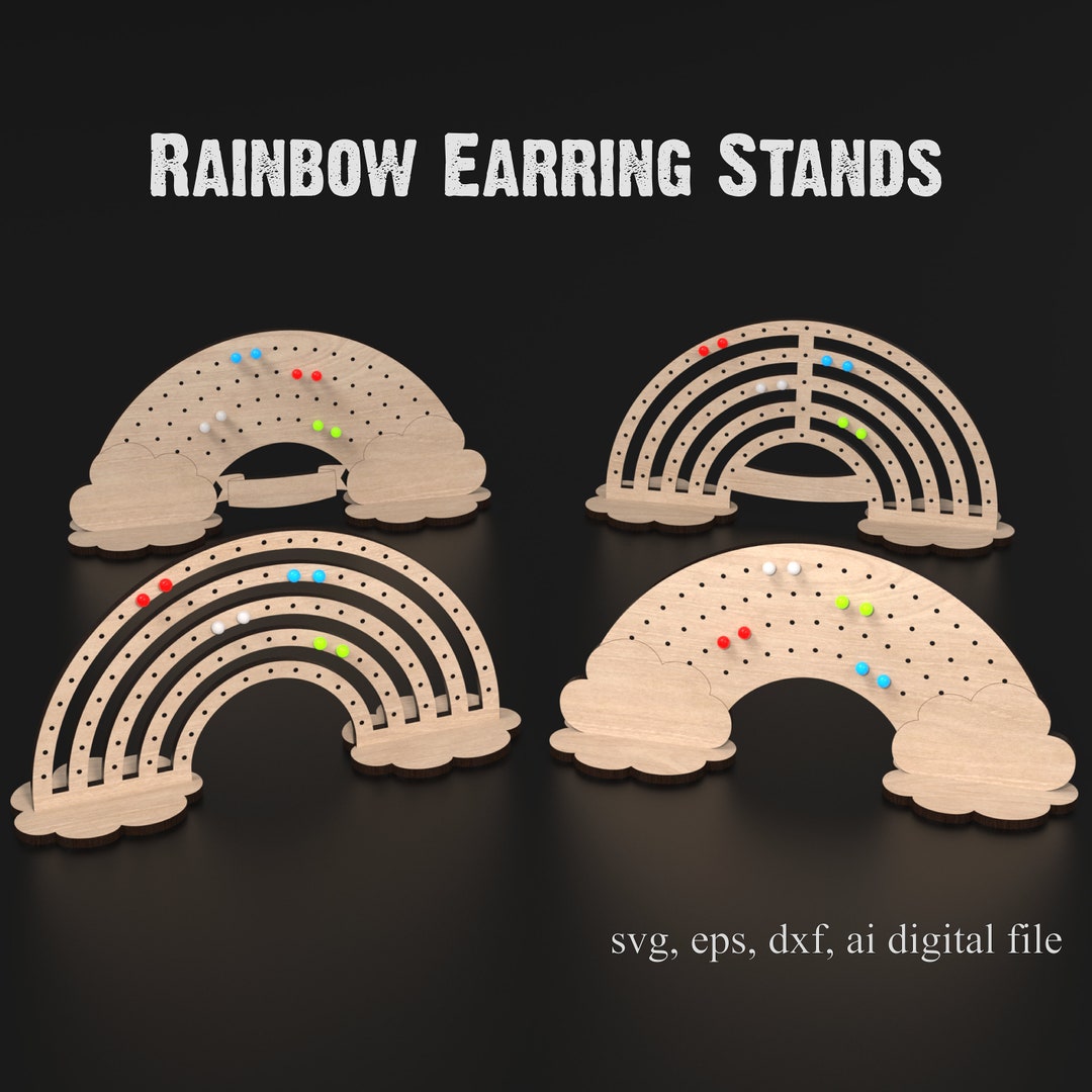 4x Rainbow Earring Stands Svg Laser Cutting Files Can Be Used for ...