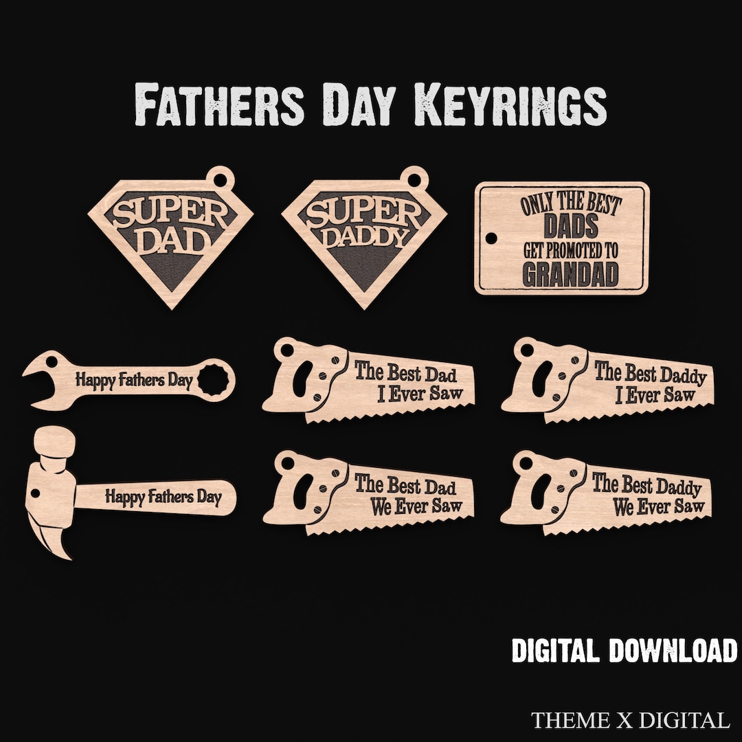 Fathers Day Keychain SVG Laser Cutting Files - Gifts for Dad & Grandad ...