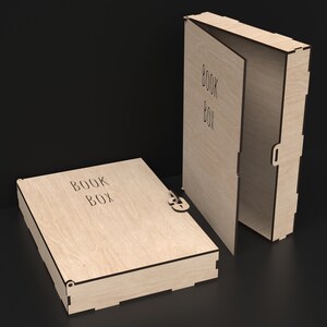 Hinged Book Box Svg Laser Cutting Files - Wooden Book Box Storage Svg ...