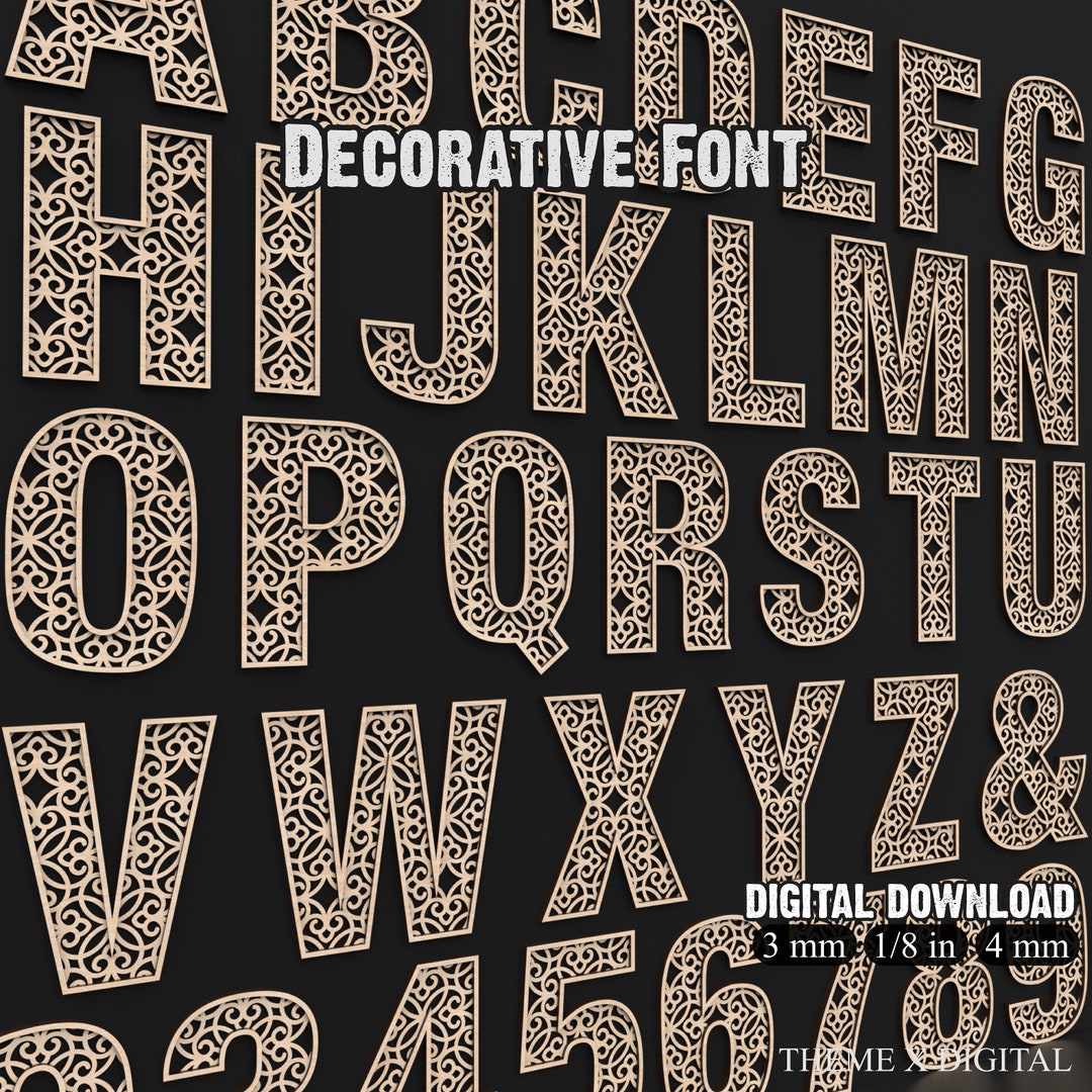 Decorative Wall Letters Alphabet Svg Laser Cut Files, Wooden Letters A ...