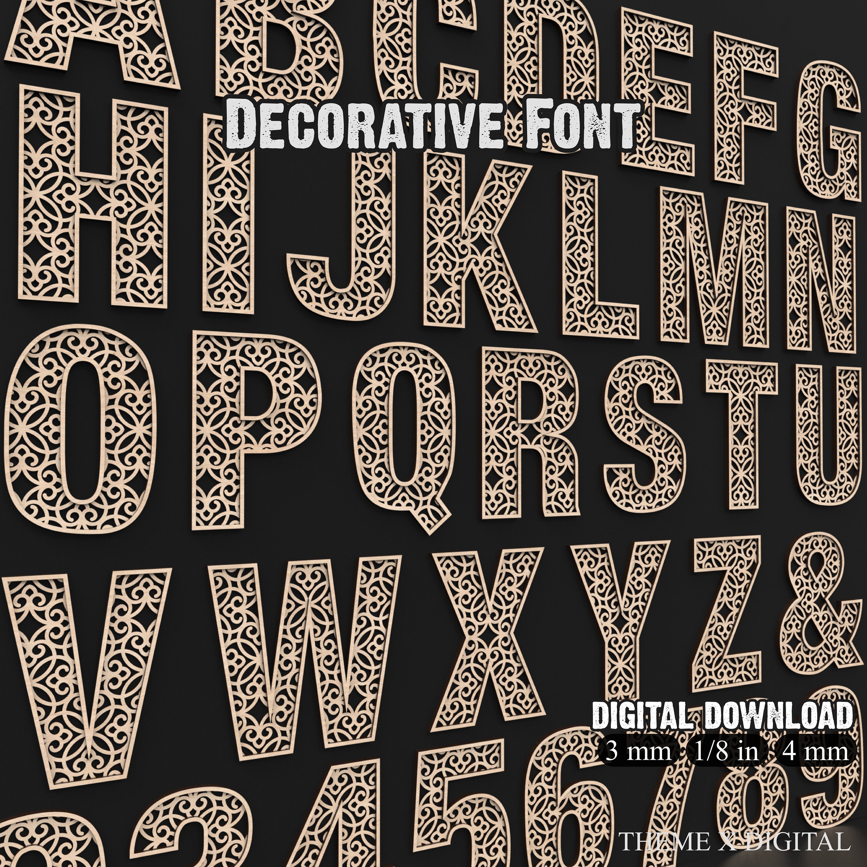 Decorative Wall Letters Alphabet Svg Laser Cut Files, Wooden Letters A ...