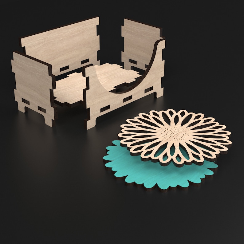 4 Flower Coaster Svg Laser Cutting Files With Storage Box - 3D Flower ...