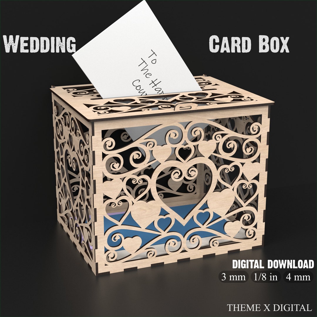 Elegant Wedding Card Box SVG Laser Cutting Files - Decorative Wedding ...