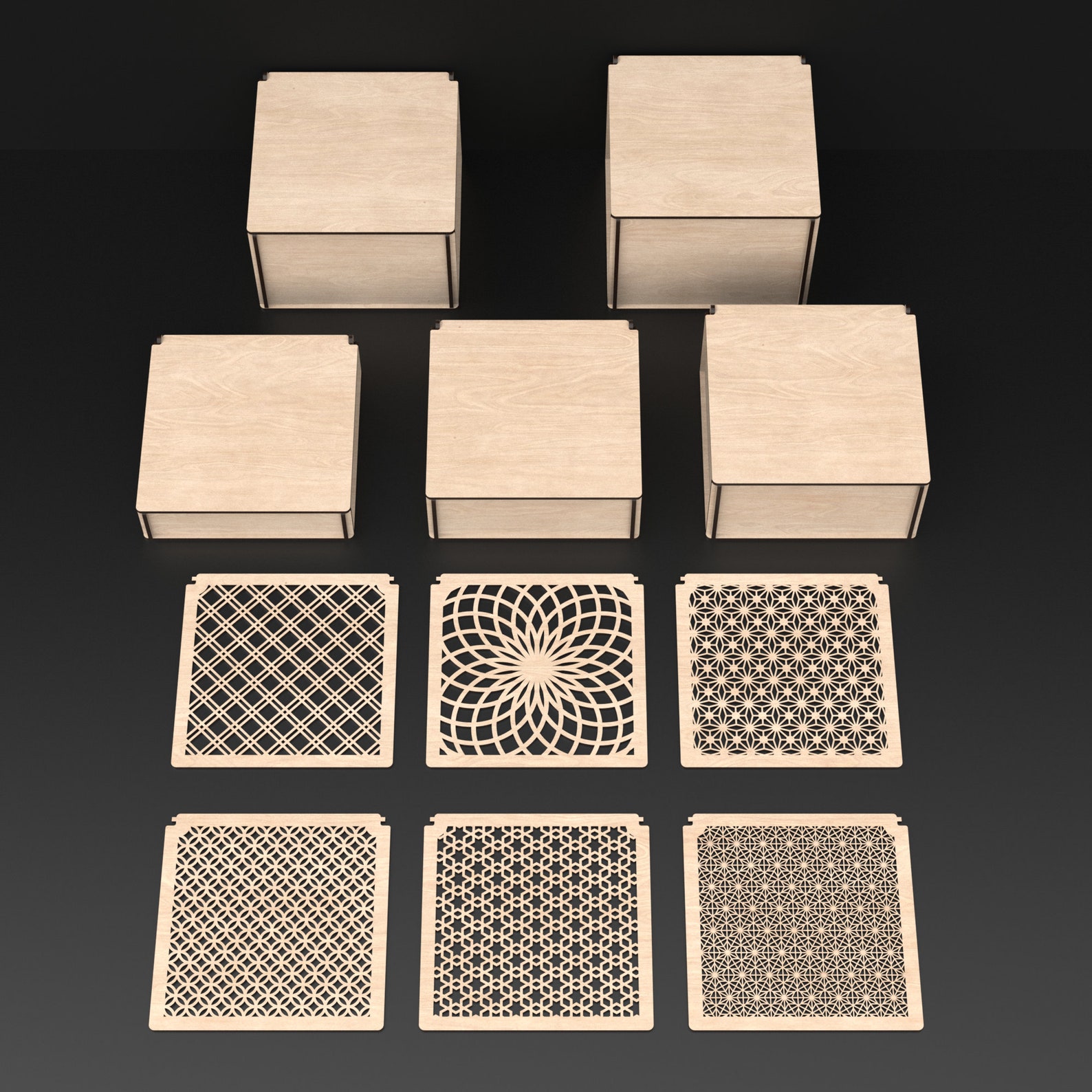 14 Square Flip Top Box Svg Laser Cutting Files, Square Laser Cut Box ...