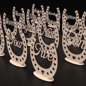 20 Horseshoe Wedding Table Numbers Svg Laser Cut Files - Table Number ...