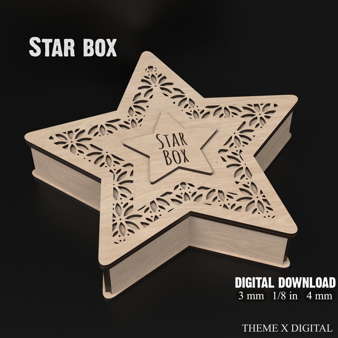 Star Box Svg Laser Cut Files - Star Box Svg Files for Laser Cutting to ...