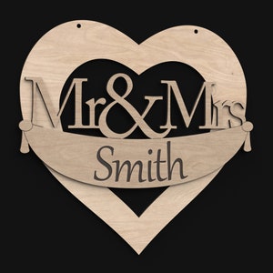 Personalized Mr and Mrs Sign Wedding Heart SVG Laser Cutting Files - Mr ...