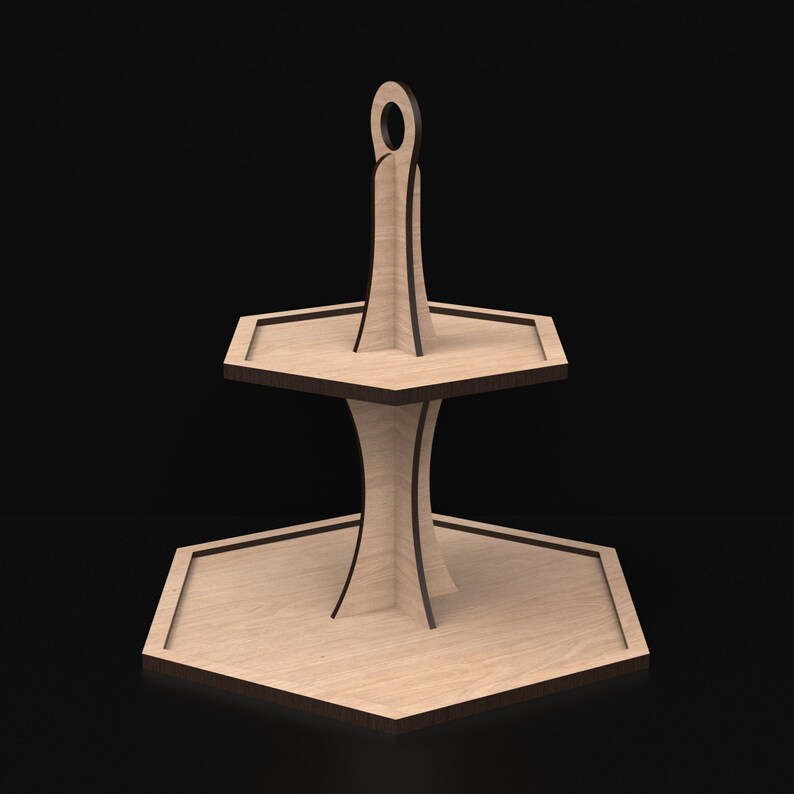 2 Tier Cake Stand SVG Laser Cutting Files - Round, Hexagon & Square ...