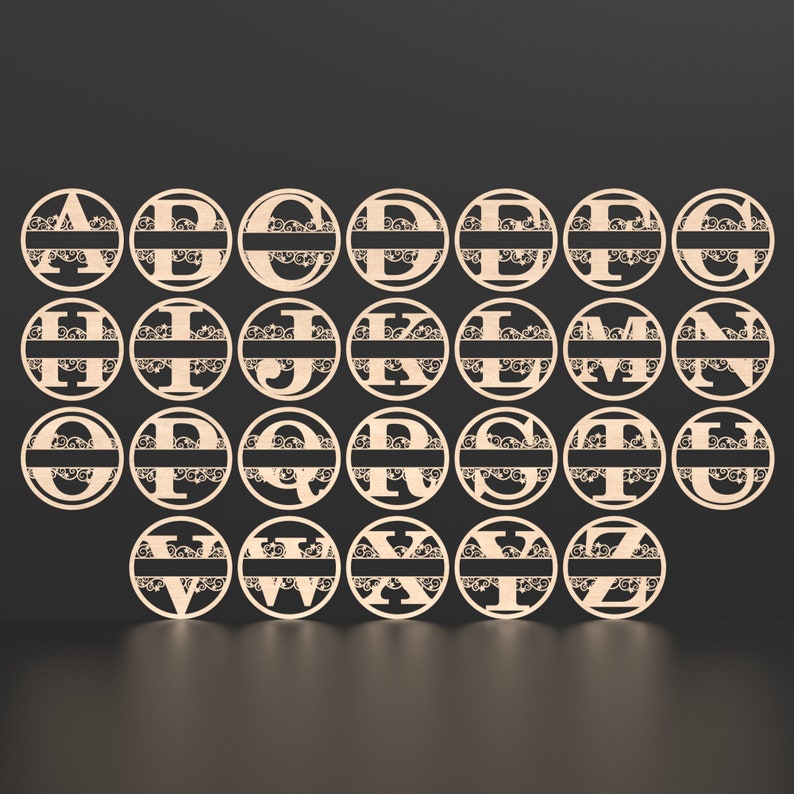 Circle Monogram Svg Alphabet Laser Cutting Files With 2 - Etsy