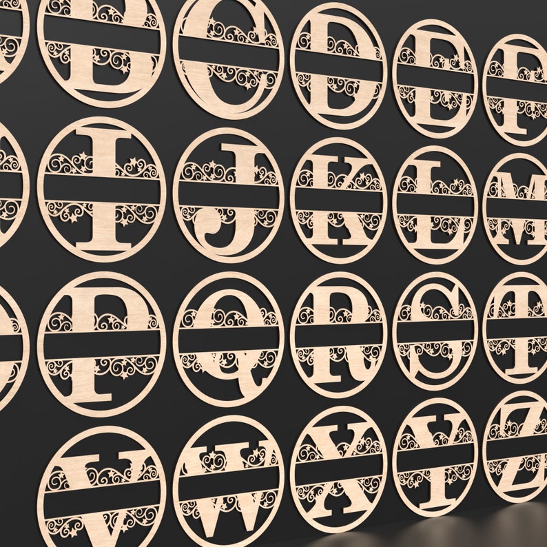 Circle Monogram Svg Alphabet Laser Cutting Files With 2 - Etsy