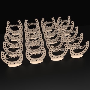 20 Horseshoe Wedding Table Numbers Svg Laser Cut Files - Table Number ...