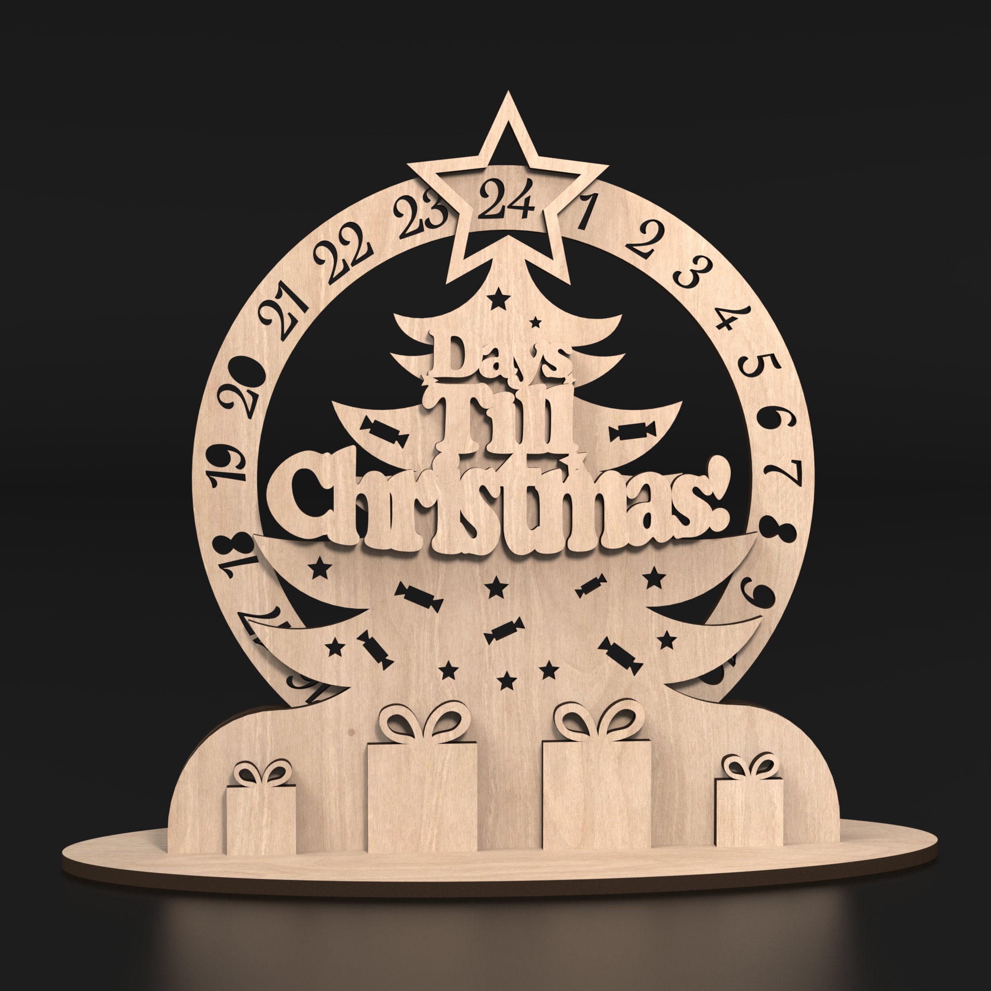 Days Till Christmas Countdown Calendar Laser Cut Files Glowforge Svg ...
