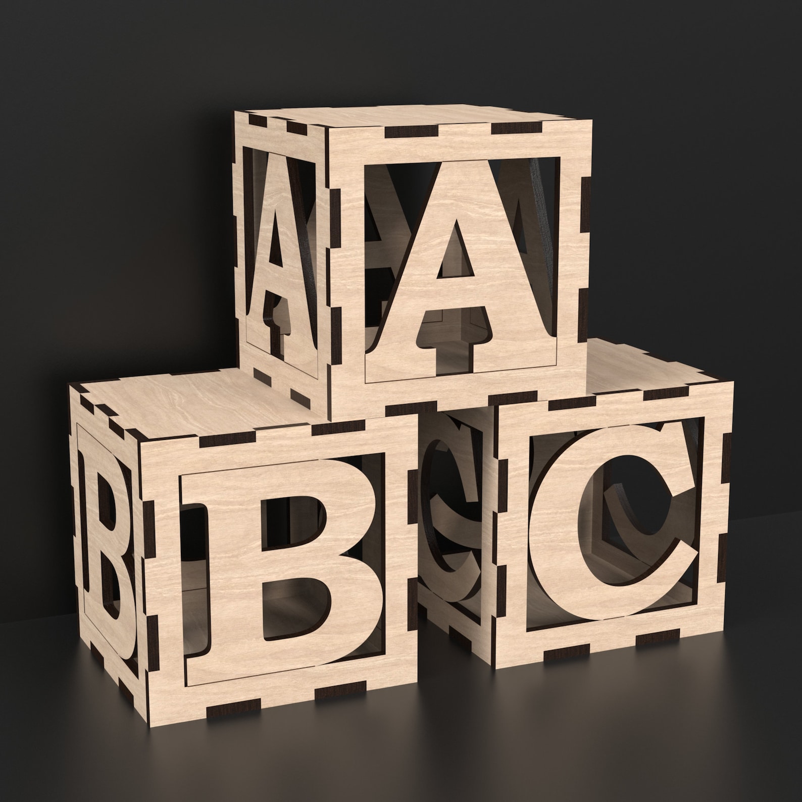 3D Alphabet Box A-Z Laser Cut Files, Alphabet Letter Box File, 3D Svg ...