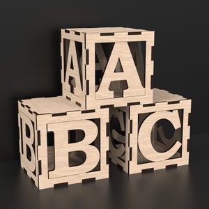 3D Alphabet Box A-Z Laser Cut Files, Alphabet Letter Box File, 3D Svg ...