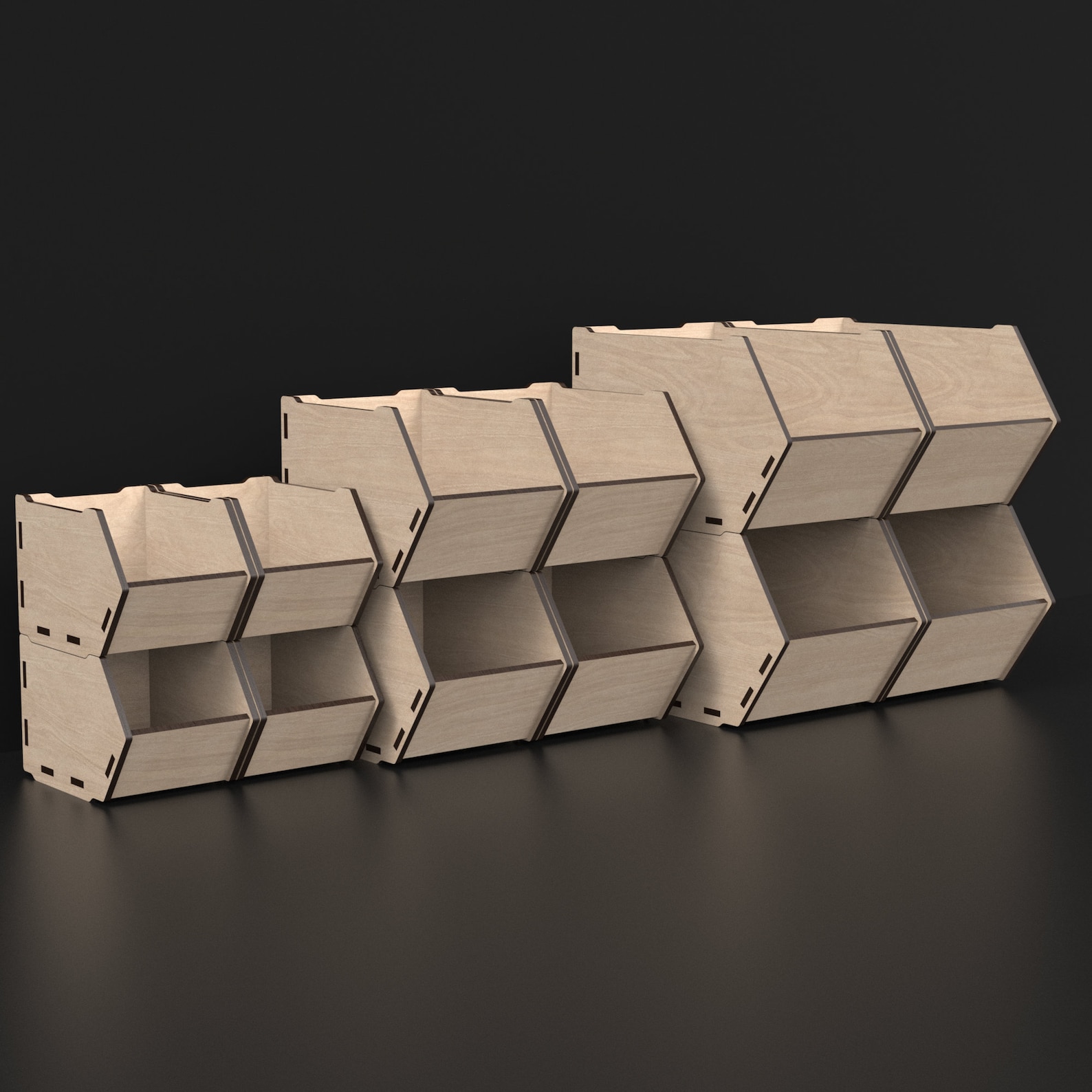 Desk Organizer Stackable Storage Box Svg Laser Cutting Files Wood ...