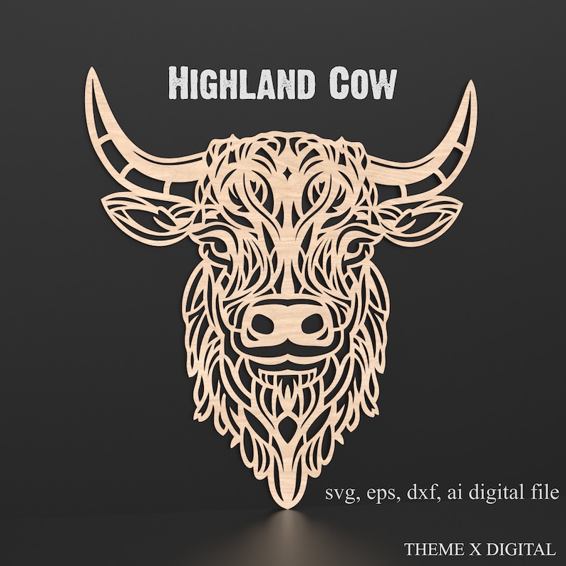 Highland Cow SVG Laser Cutting File 3D Cow Mandala Laser Svg - Etsy UK