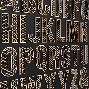Honeycomb Letters Alphabet Svg Laser Cutting Files, Honeycomb Font Svg ...