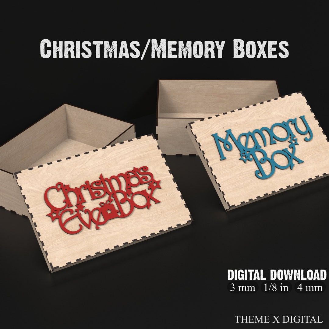 Christmas Eve Box With Topper Laser Cutting Files, Laser Cut Memory Box ...