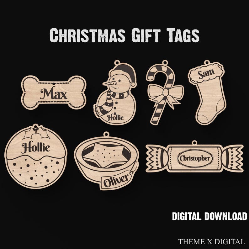 Christmas Gift Tag SVG Laser Cut Files – 7 Designs (digital Download ...