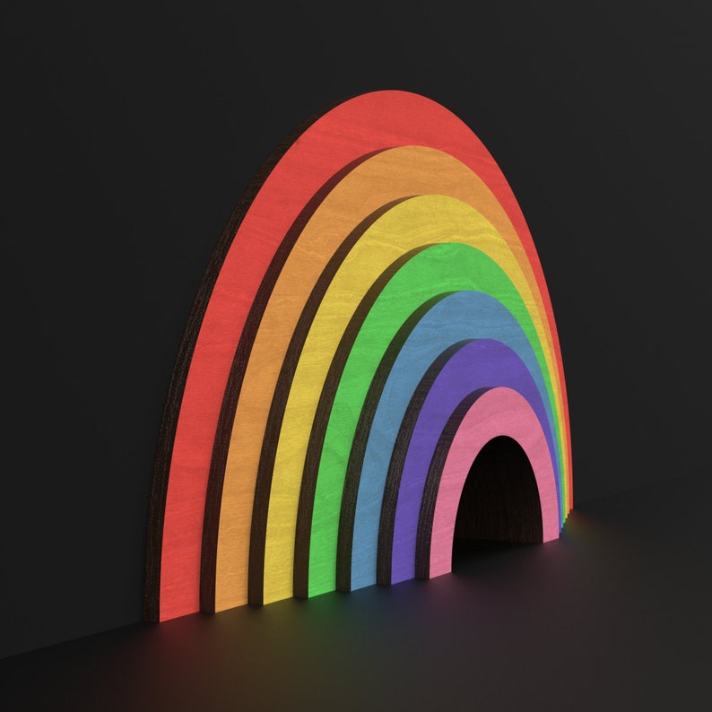 7 Layer Rainbow Svg Laser Cut Files - Retro Rainbow Svg File for Laser ...