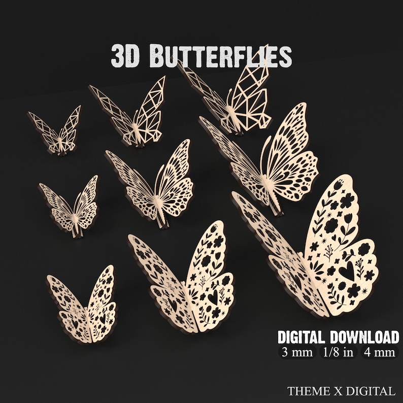 3D Butterfly Svg Laser Cutting Files Wooden Butterfly 3D Svg - Etsy Australia