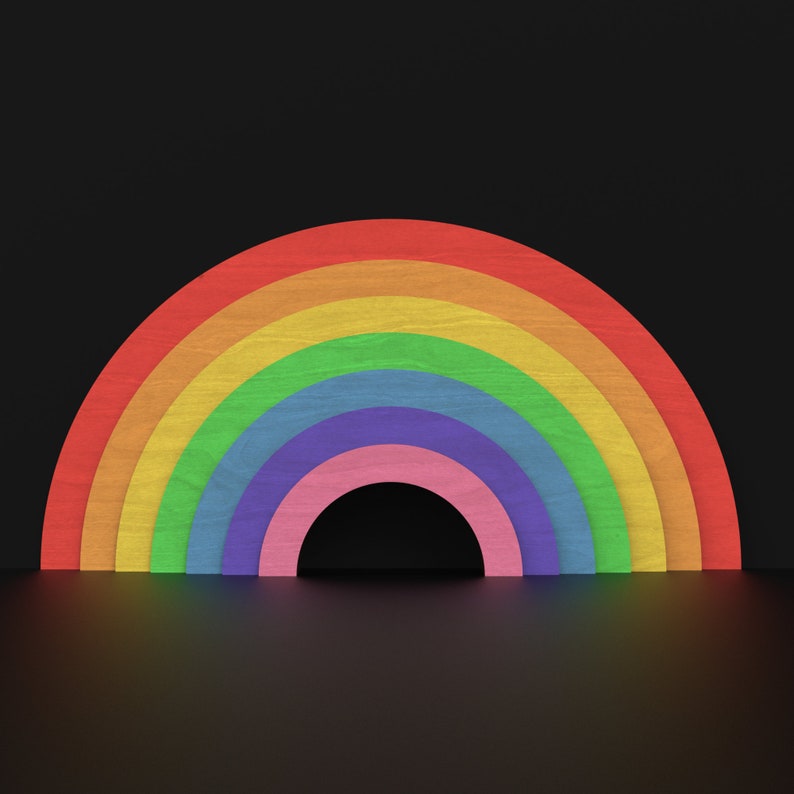 7 Layer Rainbow Svg Laser Cut Files - Retro Rainbow Svg File for Laser ...