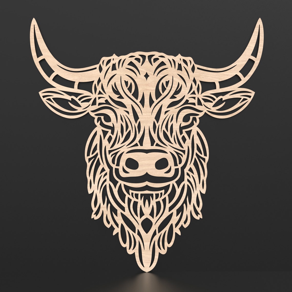 Highland Cow Svg Laser Cutting File 3d Cow Mandala Laser Svg Etsy Uk