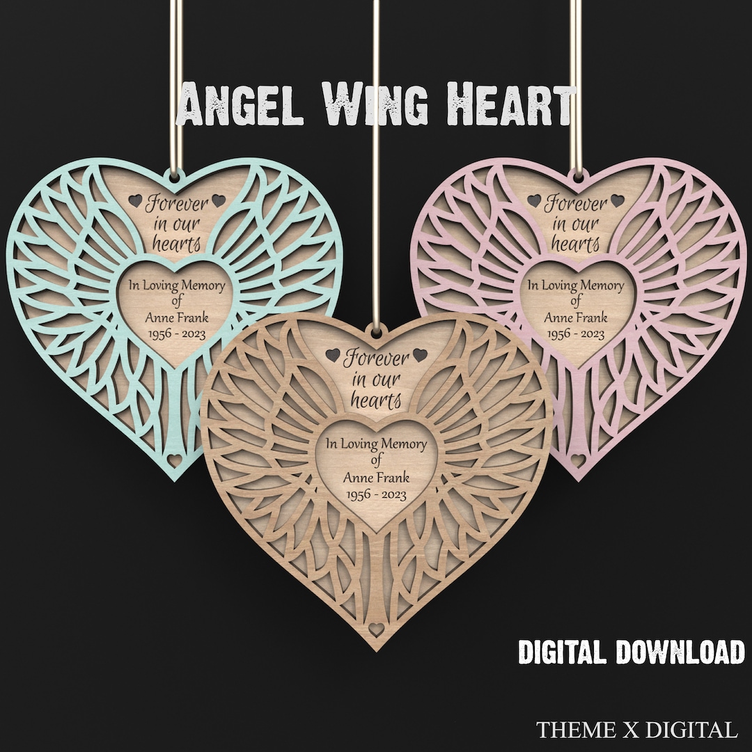 Angel Wings Memorial Ornament Svg Laser Cut Files - Remembrance ...