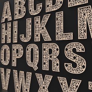 Decorative Wall Letters Alphabet Svg Laser Cut Files, Wooden Letters A ...