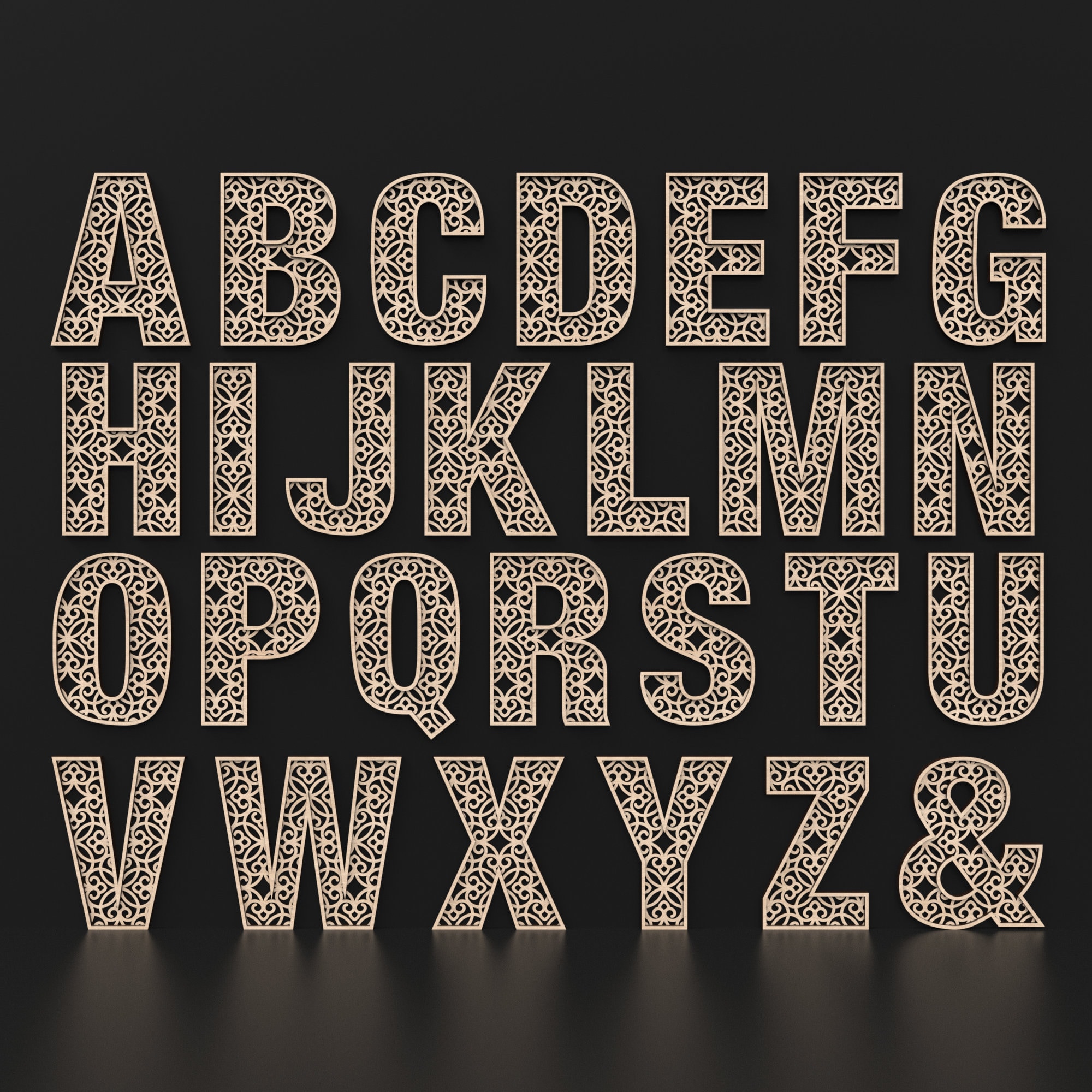 Decorative Wall Letters Alphabet Svg Laser Cut Files, Wooden Letters A ...