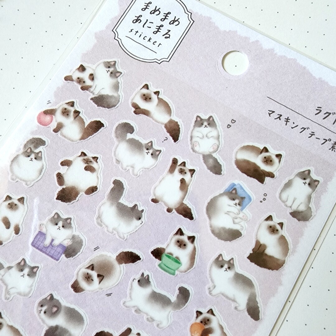 Cute Ragdoll Cat Sticker Sheet, Ragdoll Sticker, Japan Cat Sticker ...