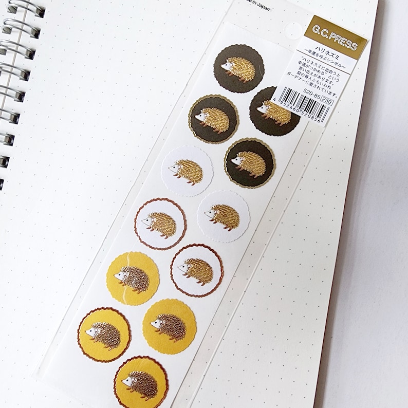 Cute Hedgehogs Japan Sticker, Golden Hedgehogs Stickers, Special Gifts ...