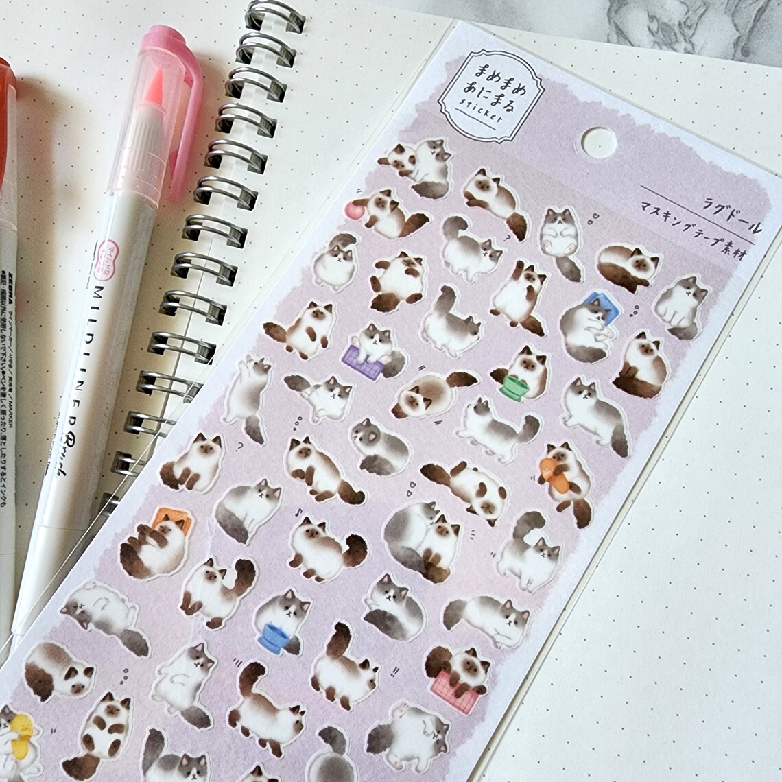 Cute Ragdoll Cat Sticker Sheet, Ragdoll Sticker, Japan Cat Sticker ...