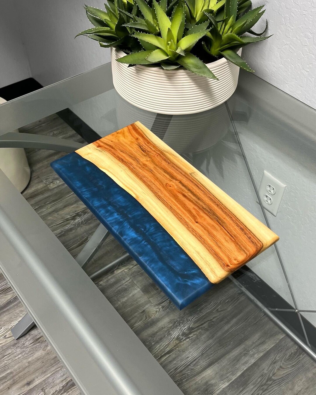 Navy Blue Epoxy, Carob Wood Handmade Charcuterie Food Board - Etsy
