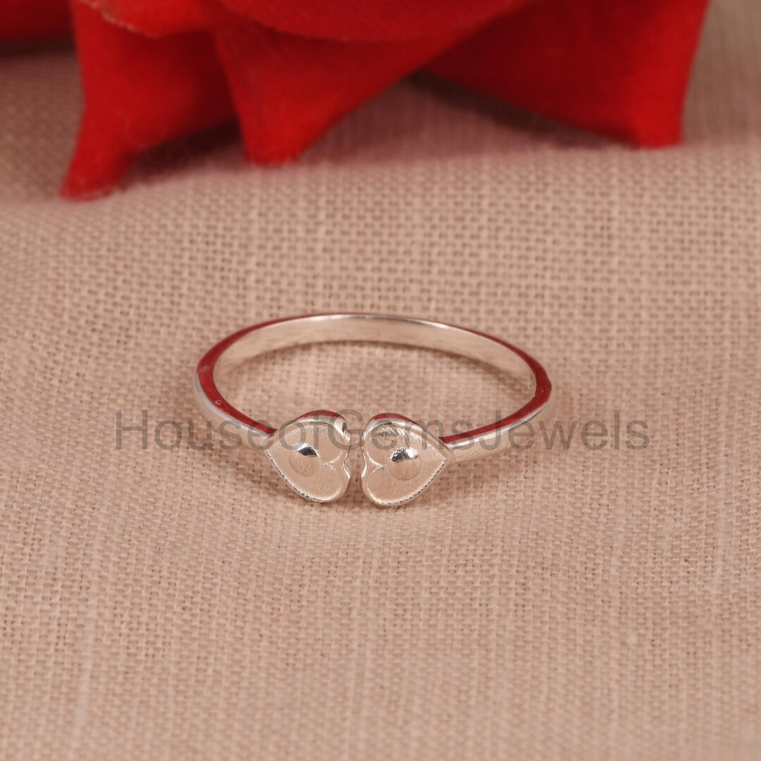 Double Heart Adjustable Rings, Beautiful Charm Rings, Minimalist ...