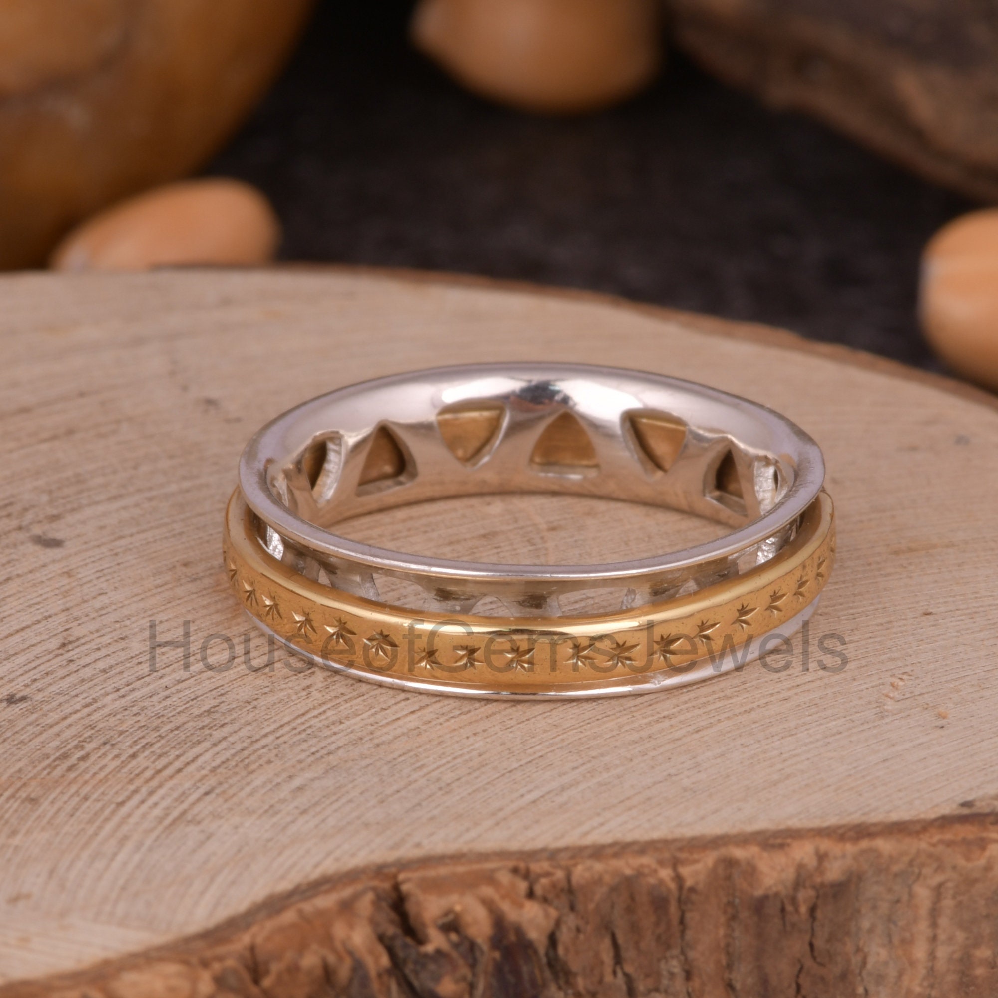 Magical Power Spinner Ring, 925 Sterling Silver Ring, Star Patten Brass ...
